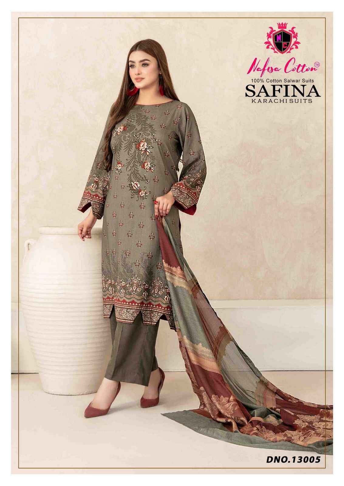 NAFISA COTTON SAFINA KARACHI SUITS VOL 13 PURE COTTON DRESS MATERIAL ...