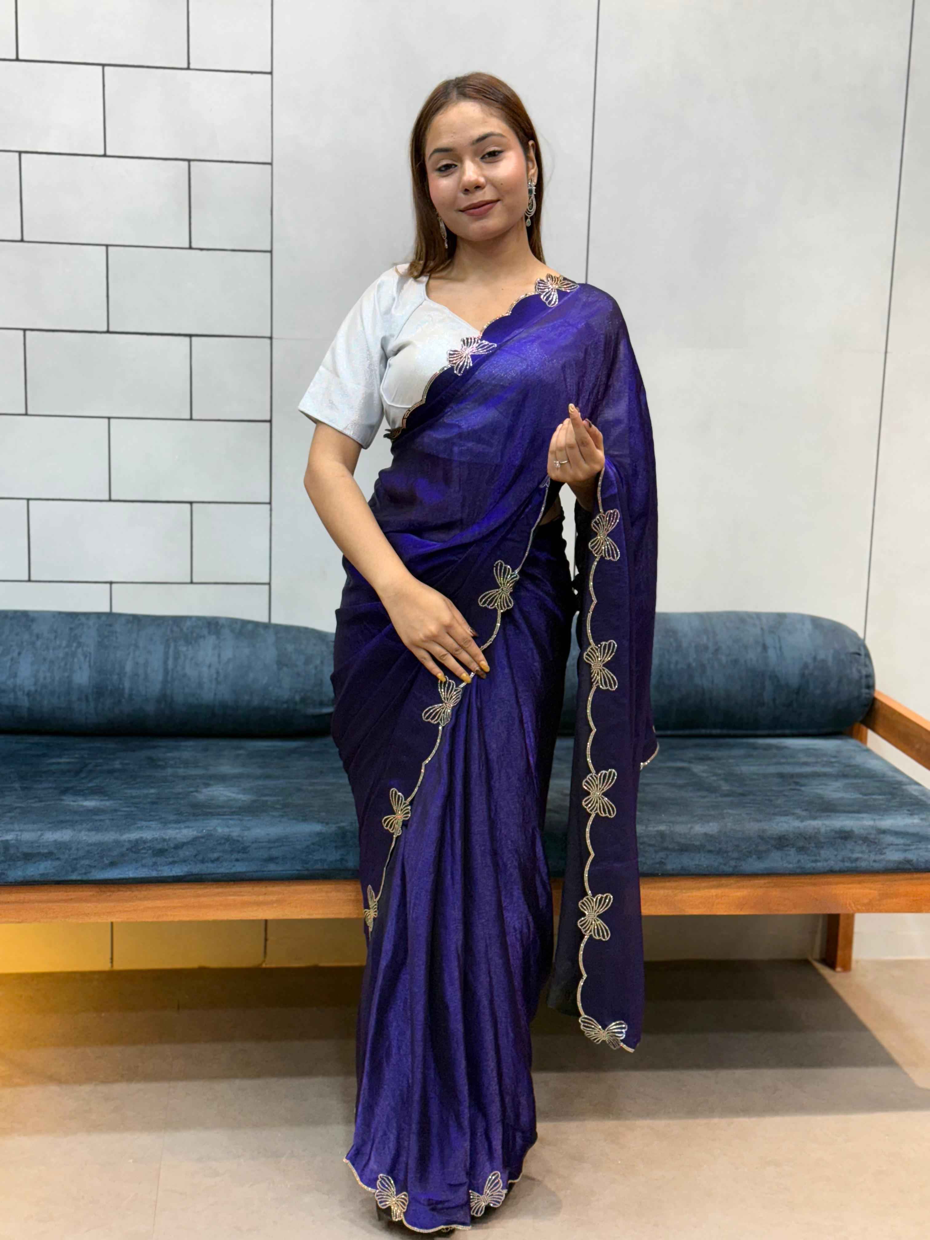 SPACE SILK CUT DANA DIAMOND PANEL WORK SAREE WHOLESALE PRICE AT ...