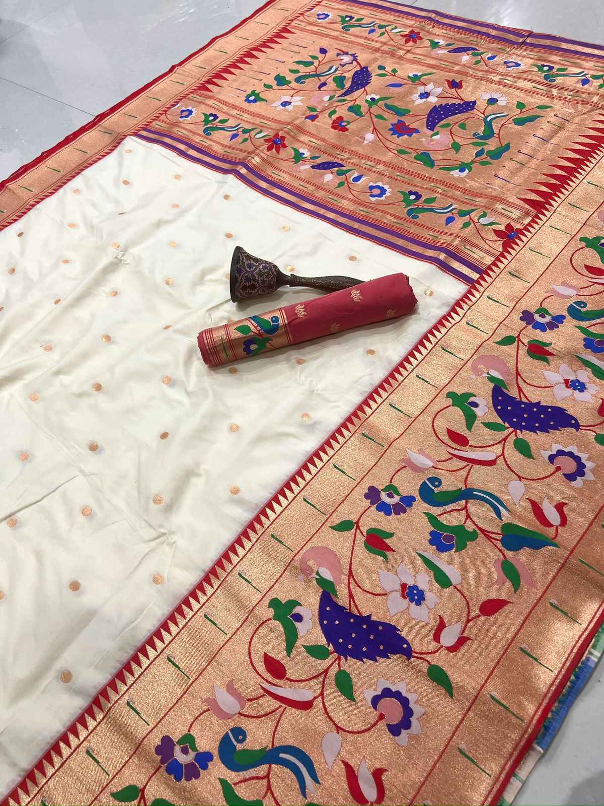 PURE SOFT KANCHIVRAM PETHANI SILK CONTRAST BIG BORDER HEAVY MINA WORK ...