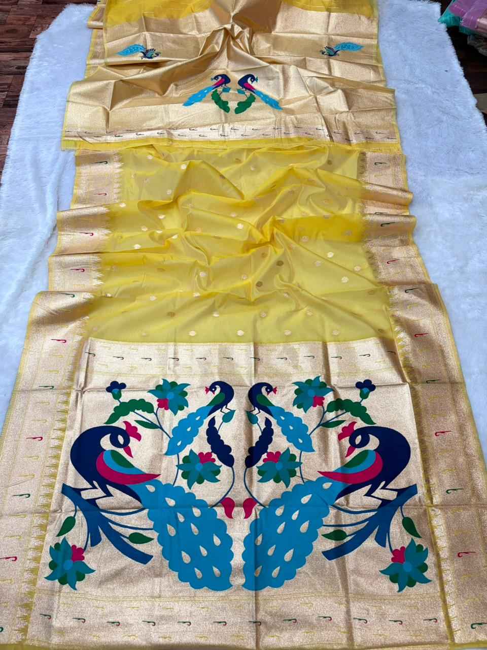 HEAVY SOFT ORGANZA TISSUE PAITHANI BUTTI ZARI WEAVING SAREE WHOLESALE ...