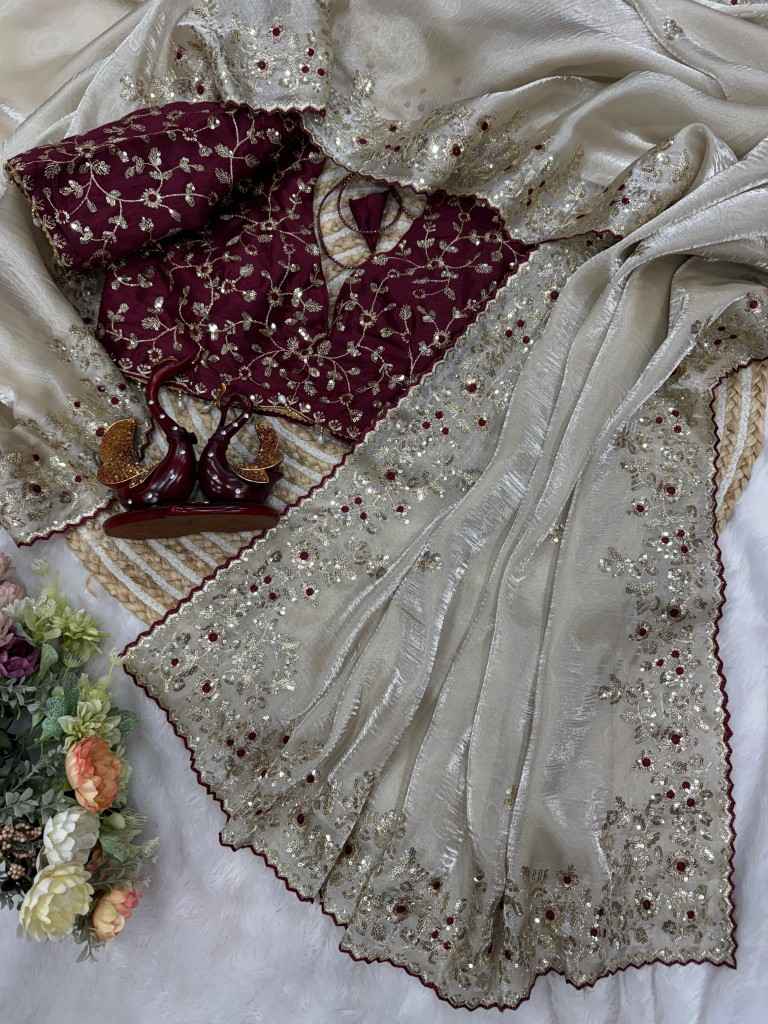 JIMMY CHU SEQUENCE EMBROIDERY WORK SAREE WHOLESALE PRICE AT SHIVKRUPA ...