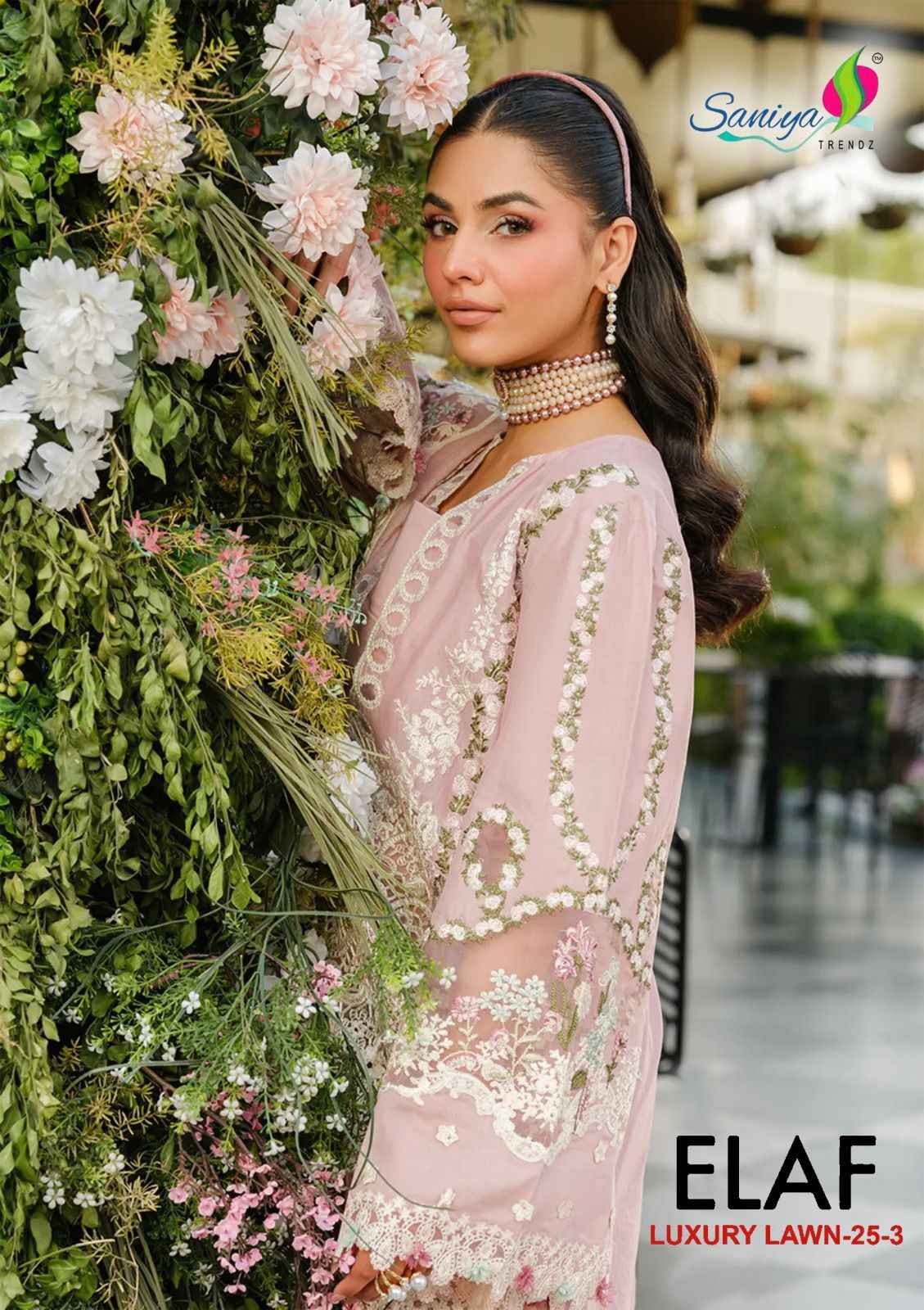 SANIYA ELAF LUXURY LAWN 25-3 PURE COTTON PAKISTANI DRESS MATERIAL ...